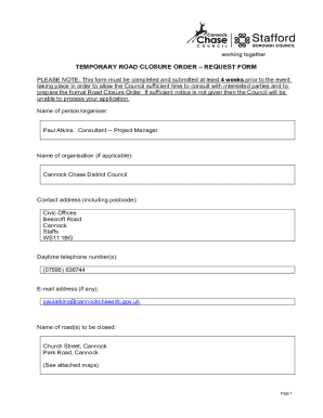 Fillable Online Temporary Road Closure Request Form-QBR-Cannock.docx ...