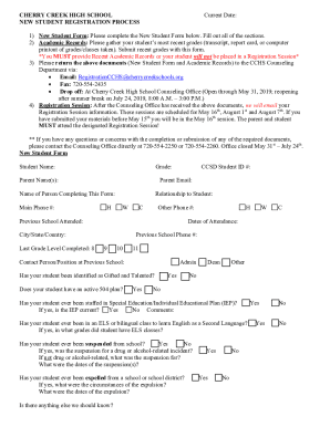 Fillable Online you must enroll your student through the cherry creek school ... Fax Email Print ...