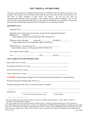 Fillable Online financialservices wustl Gift Prize or Award Form Fax ...