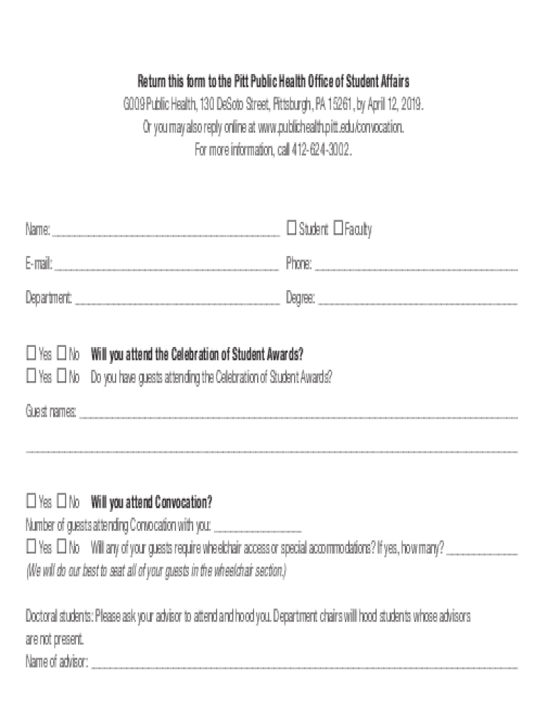 Fillable Online publichealth pitt Return this form to the Pitt Public ...