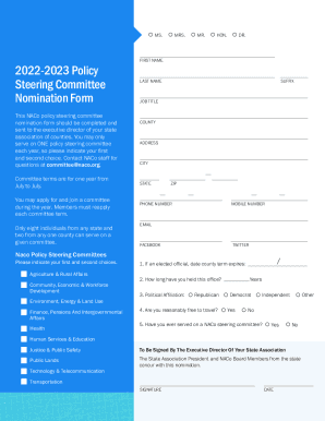 Fillable Online 2022-2023 Policy Steering Committee Nomination Form Fax ...