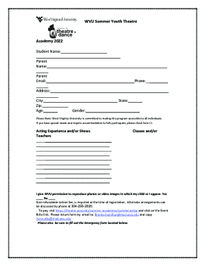 Fillable Online theatre wvu International Visiting Student ...