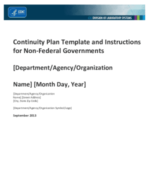 Fillable Online Continuity Plan Template and Instructions for Non ...