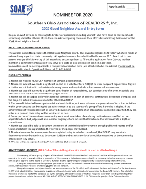 Fillable Online SOAR Good Neighbor Award Application (1) Fax Email ...