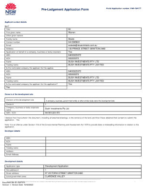 Fillable Online Pre-Lodgement Application Form Fax Email Print - pdfFiller