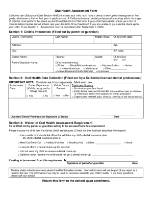 Completable En línea Health and Wellness / Oral Health Assessment ...