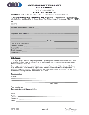 Fillable Online CITB - ITC Form of Agreement Fax Email Print - pdfFiller
