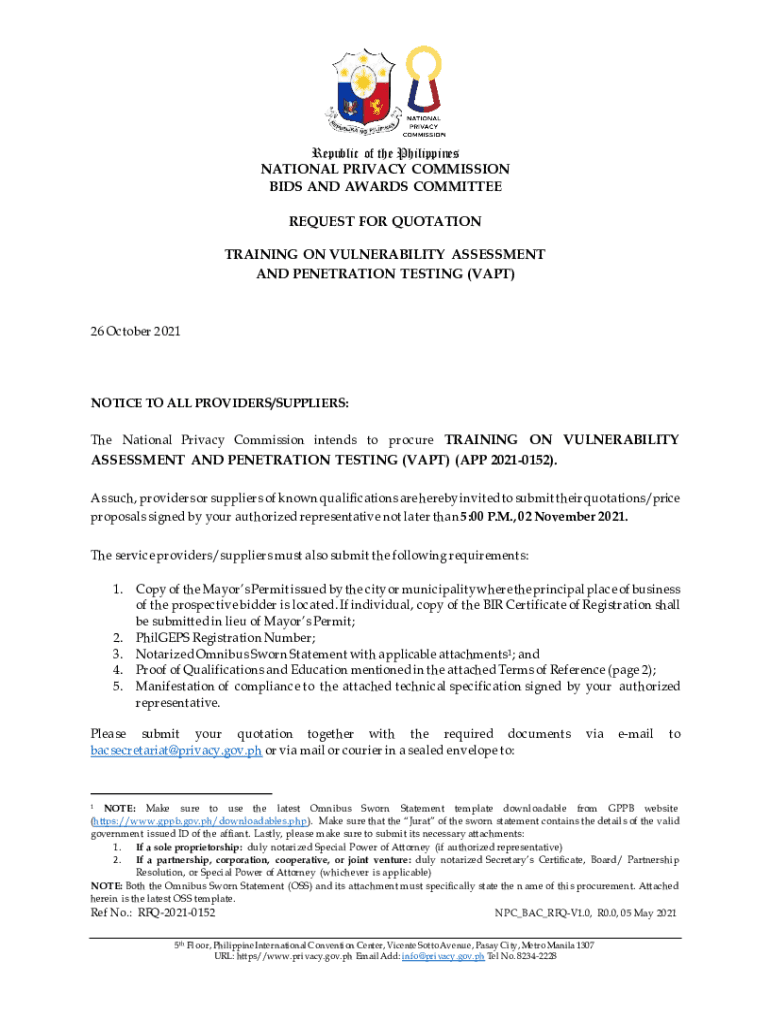 Fillable Online Training on Vulnerability Assessment and Penetration ...