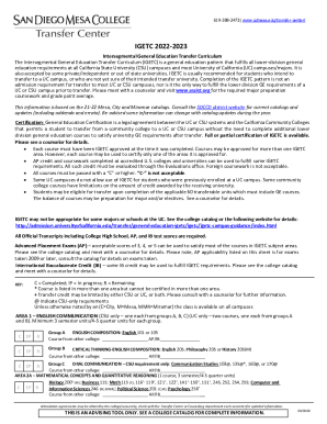 Fillable Online Intersegmental General Education Transfer Curriculum ...