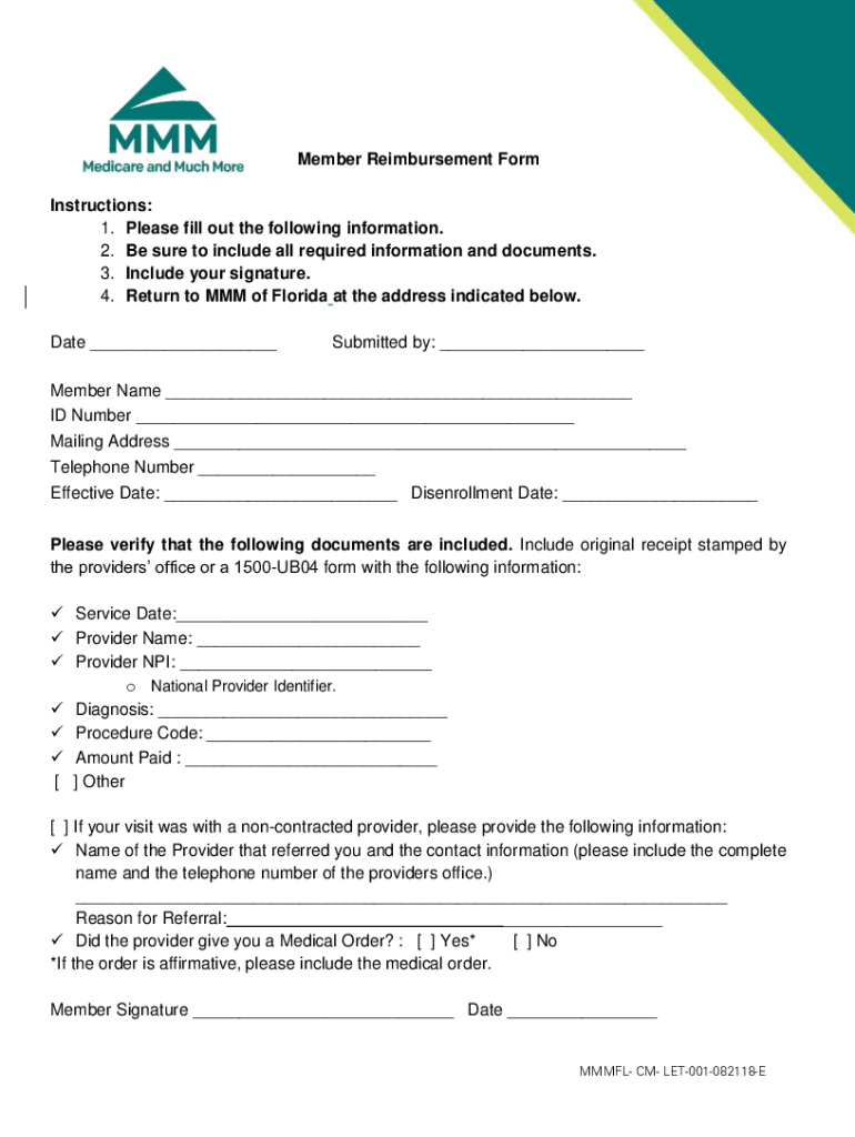 Fillable Online Member Reimbursement FormKaiser Permanente Fax Email ...