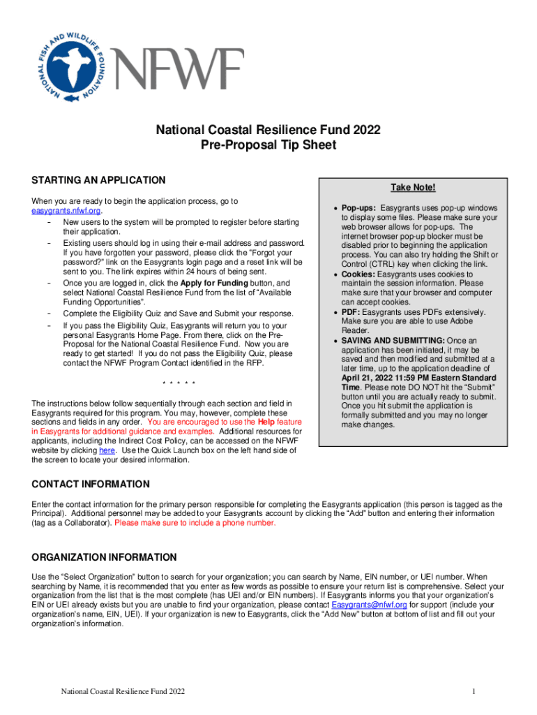 Fillable Online National Coastal Resilience FundFrequently Asked ... Fax Email Print - pdfFiller