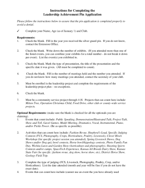 Fillable Online Instructions for Completing the Gold Achievement Pin ...