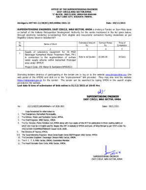 Fillable Online office of the superintending engineer eastern circle ...