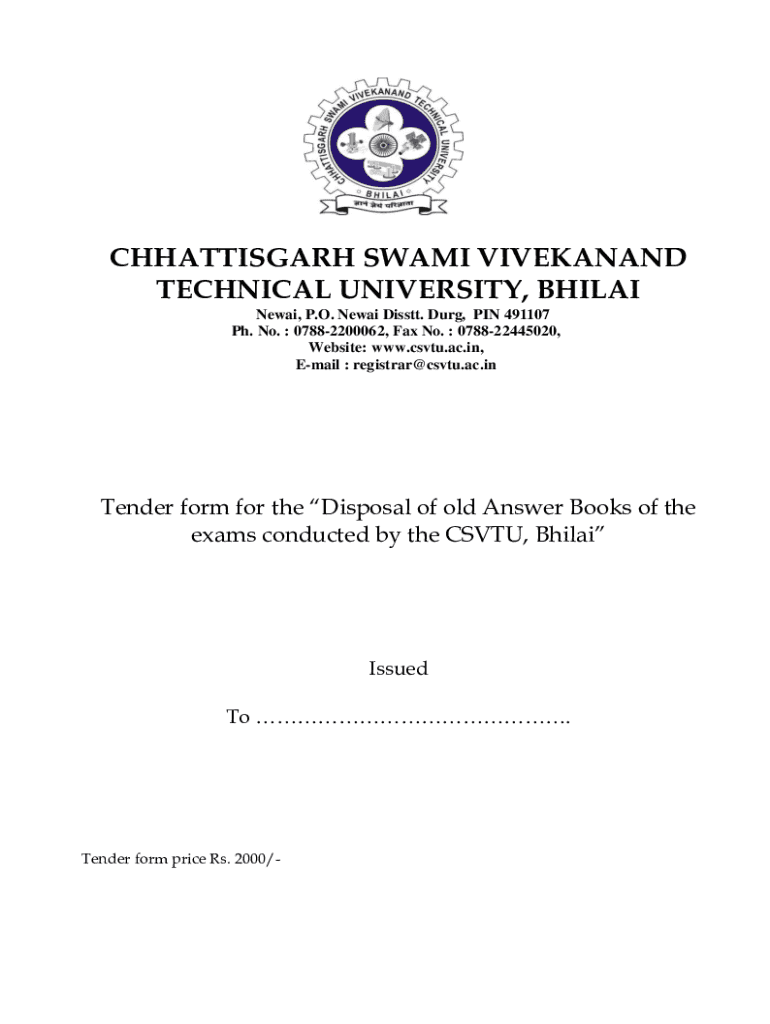 Fillable Online Chhattisgarh swami Vivekanand technical university, Bhilai Fax Email Print ...