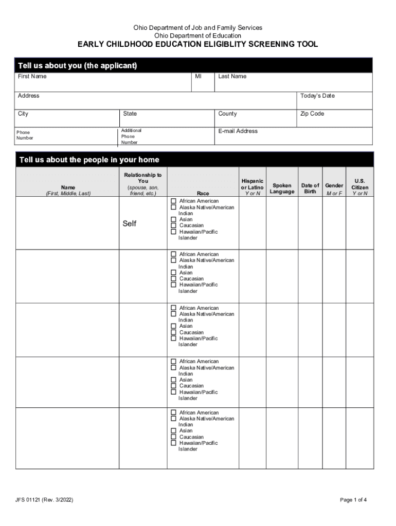 Fillable Online early childhood education eligibility screening tool ...