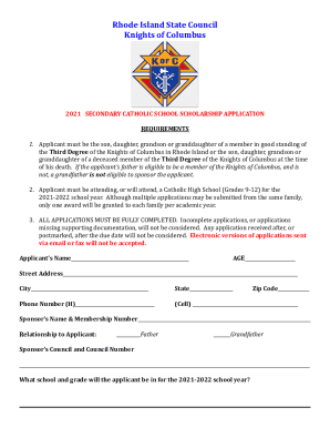 Fillable Online Knights Secondary Award Application Fax Email Print ...