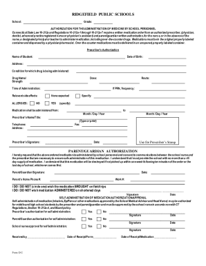 Fillable Online rhs ridgefield School Health Office Information for ...