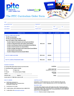 Fillable Online The PITC Curriculum Order Form - WestEd Fax Email Print ...