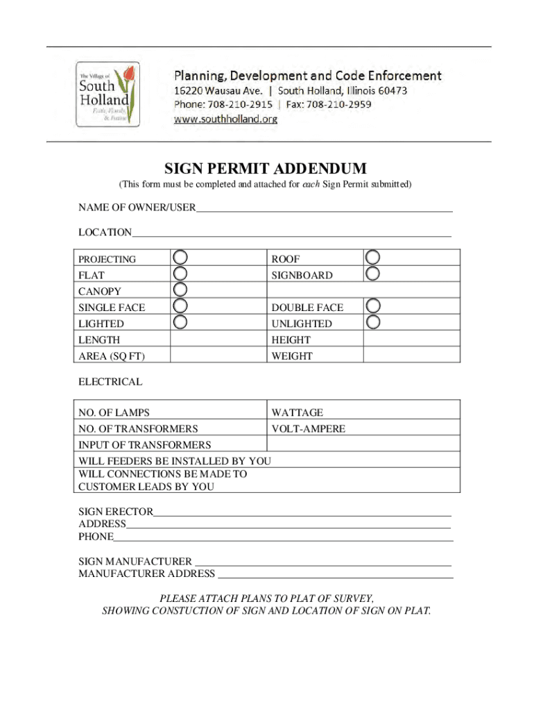 Fillable Online APPLICATION FOR SIGN PERMIT COVER SHEET Fax Email Print ...