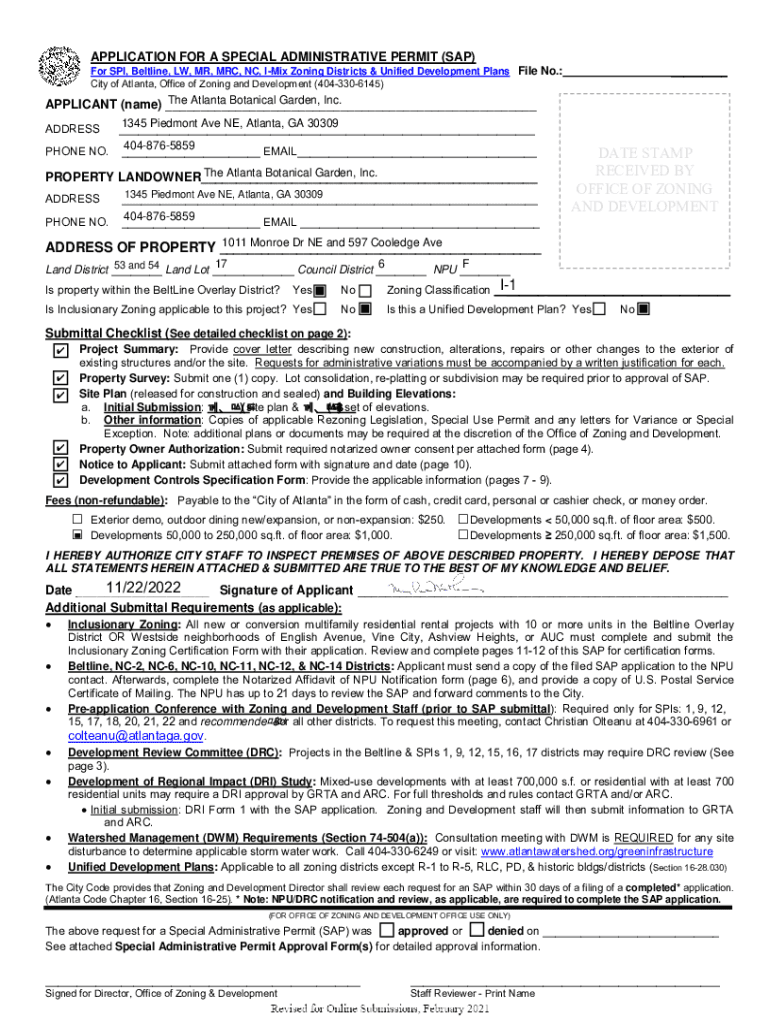 Fillable Online special administrative permit (sap) application Fax ...
