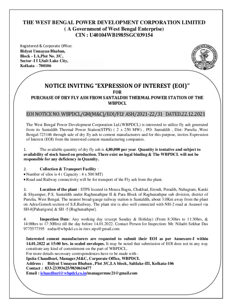 Fillable Online THE WEST BENGAL POWER DEVELOPMENT ... - Zauba Corp Fax ...