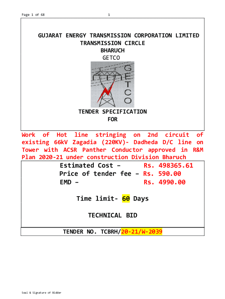 Fillable Online Tenders of Gujarat Energy Transmission Corporation Limited Fax Email Print ...
