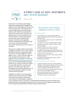 Fillable Online State Budget Overview - Michigan House of ...