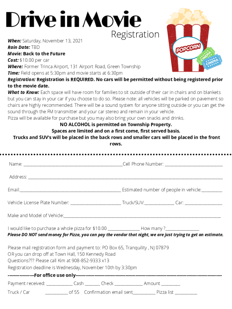 Fillable Online Drive in Movie Fax Email Print - pdfFiller