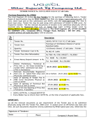 Fillable Online Signature of Tenderer: Company's Round Seal: Date ...