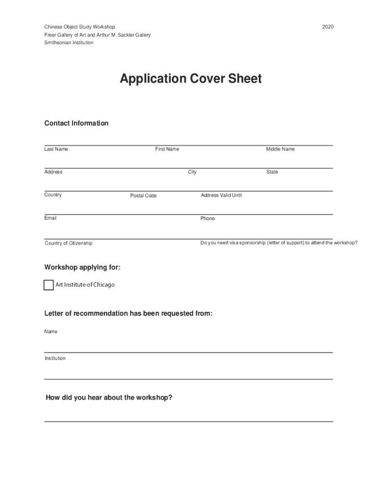 Fillable Online asia si Application Cover Sheet - Smithsonian Institution Fax Email Print ...