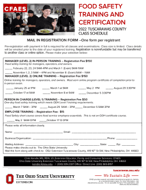 Fillable Online FOOD SAFETY TRAINING AND CERTIFICATION Fax Email Print ...