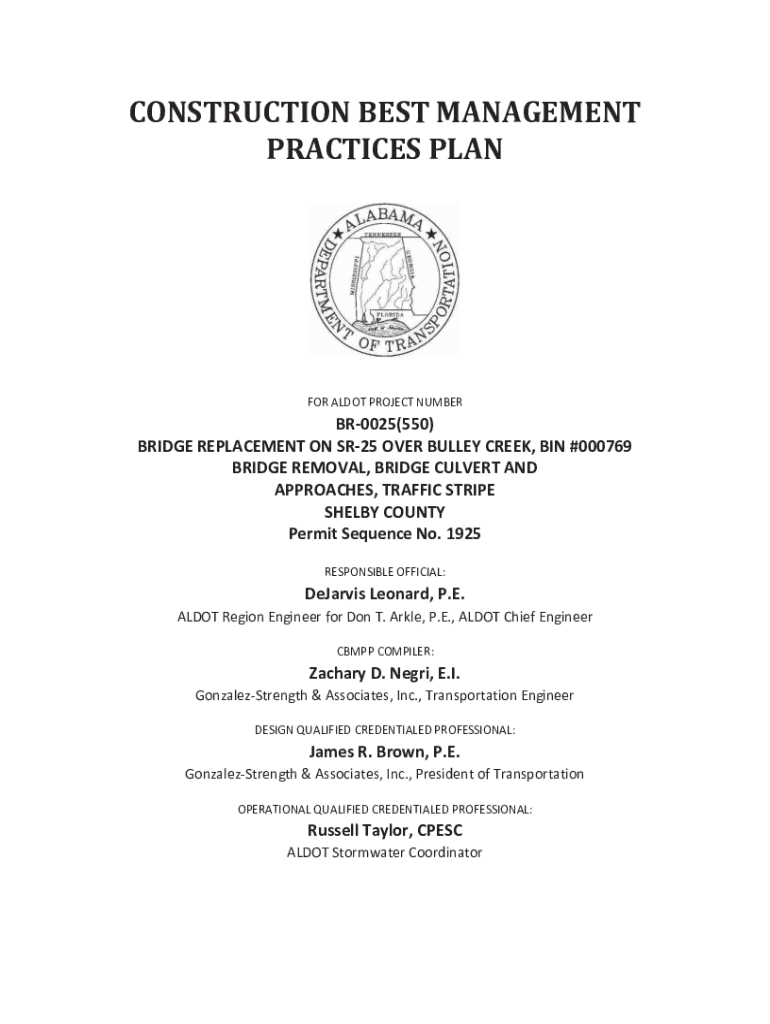 Fillable Online ALDOT CBMPP Template.pdf Fax Email Print - pdfFiller