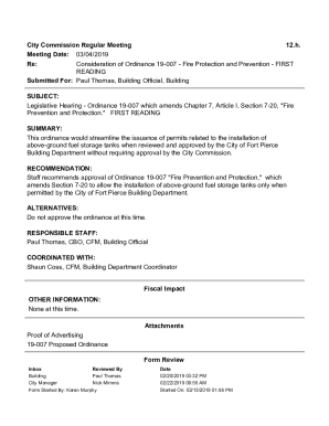 Fillable Online ConsiderationofOrdinance19-007-FireProtectionandPrevention-FIRST Fax Email Print ...