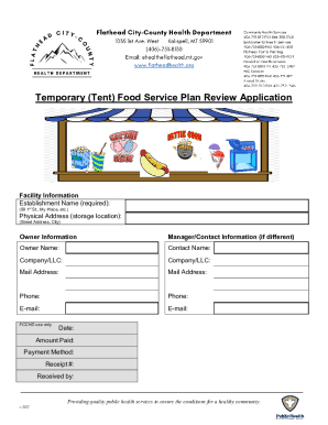 Fillable Online Temporary (Tent) Food Service Plan Review Application ...