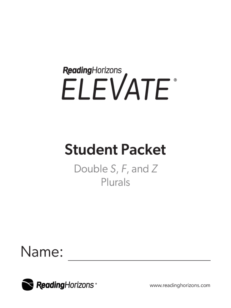 Fillable Online Student Packet - Double S, F, and Z Plurals - Reading ...