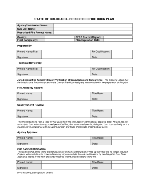 Fillable Online csfs colostate STATE OF COLORADO - PRESCRIBED FIRE BURN ...