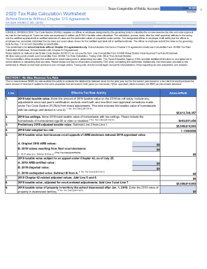 Fillable Online 2020 Tax Rate Calculation Worksheet - Tom Green County ...