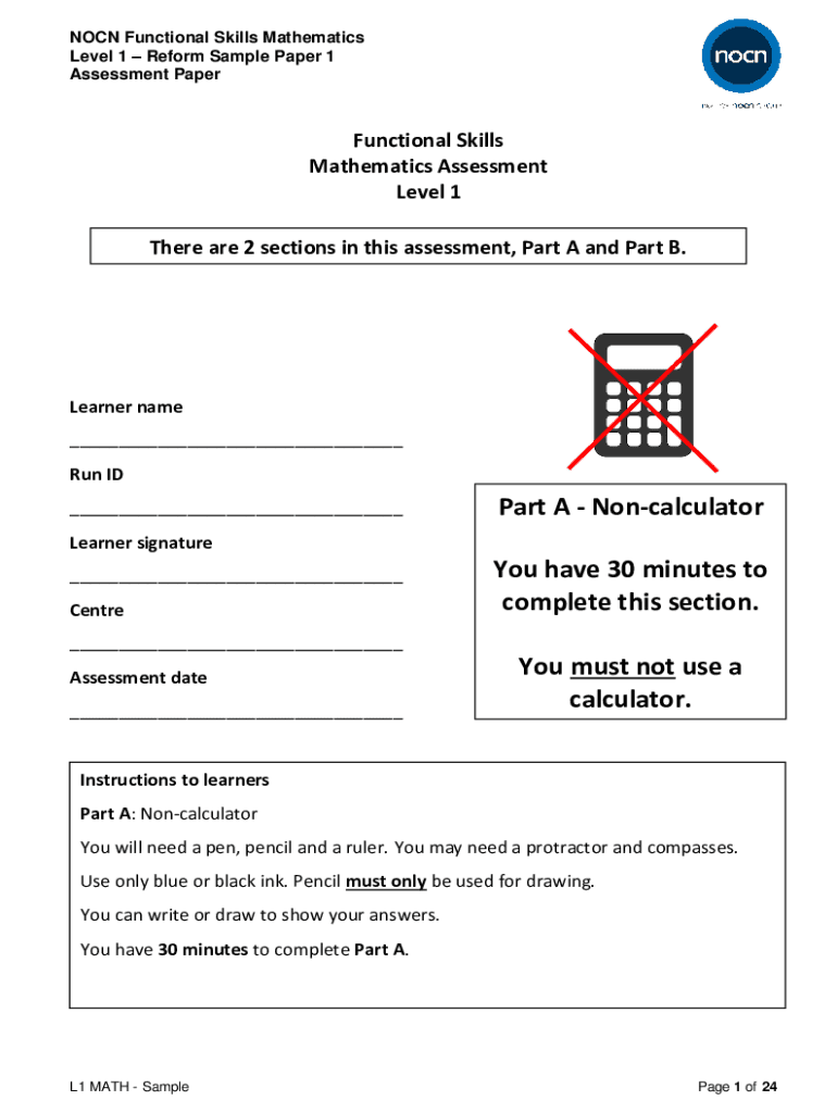 Fillable Online Reformed functional skills mathematics: evaluation of ...