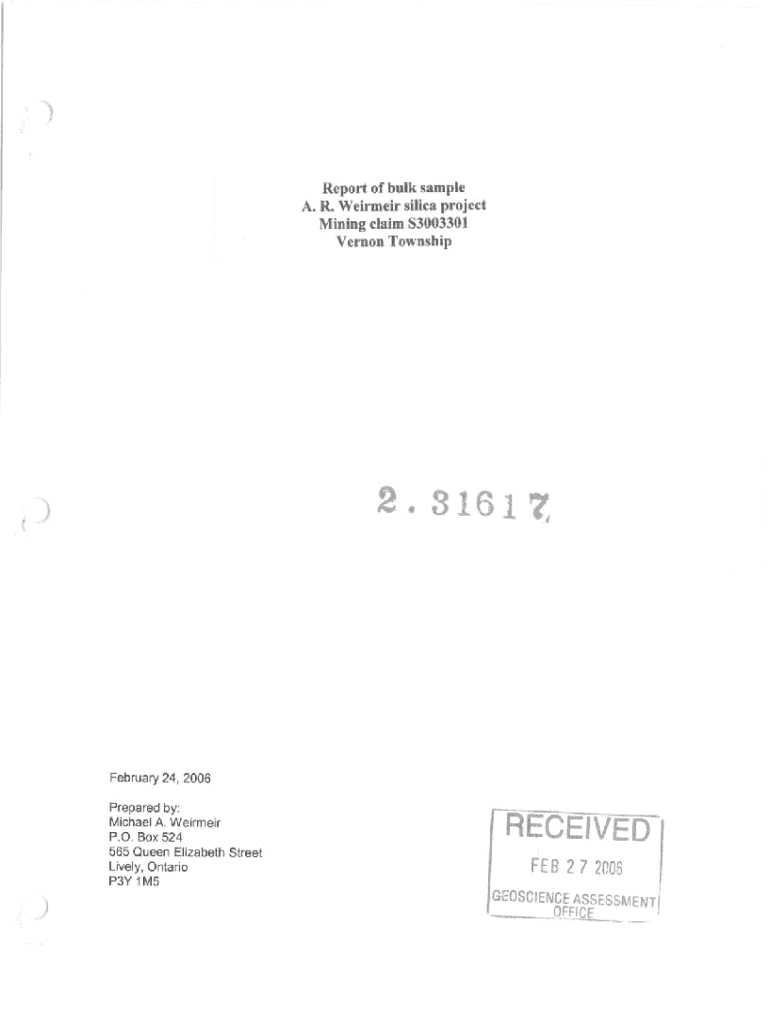 Fillable Online Report of bulk sample Fax Email Print - pdfFiller