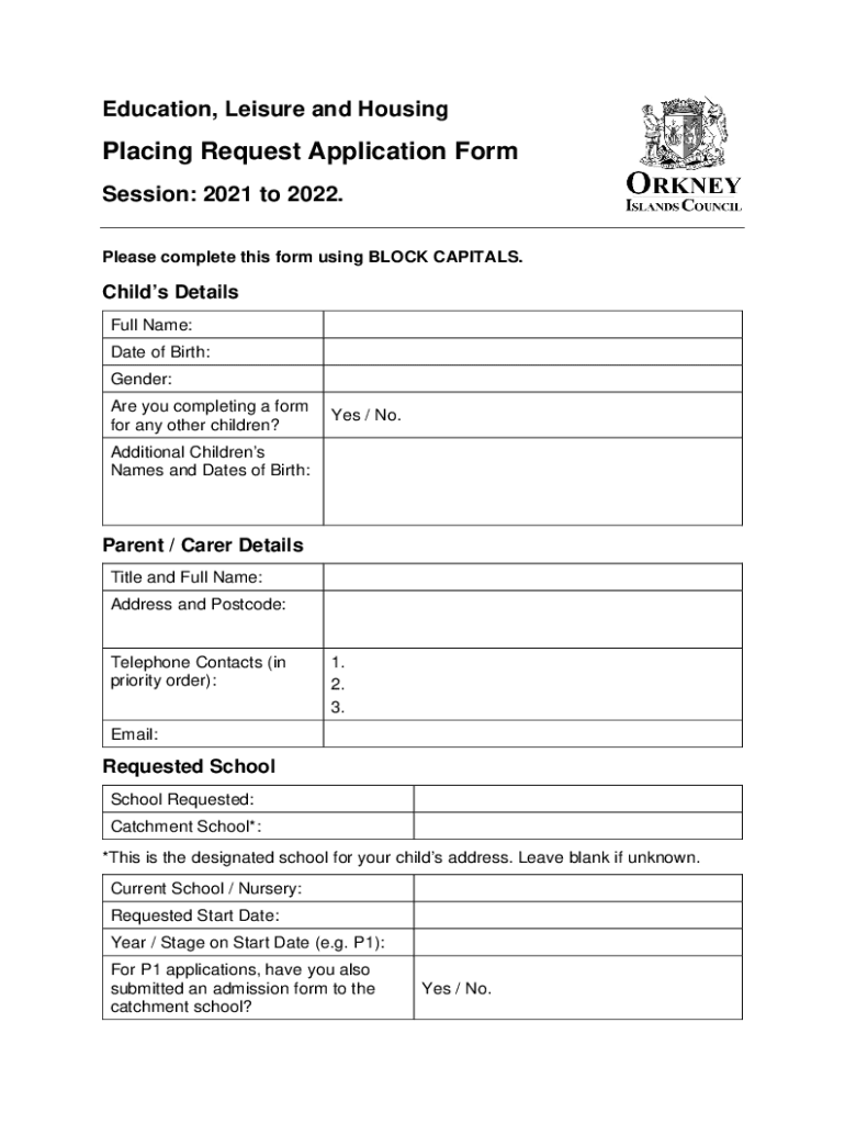 Fillable Online Placing Request Application Form. Placing Requests Fax Email Print - pdfFiller