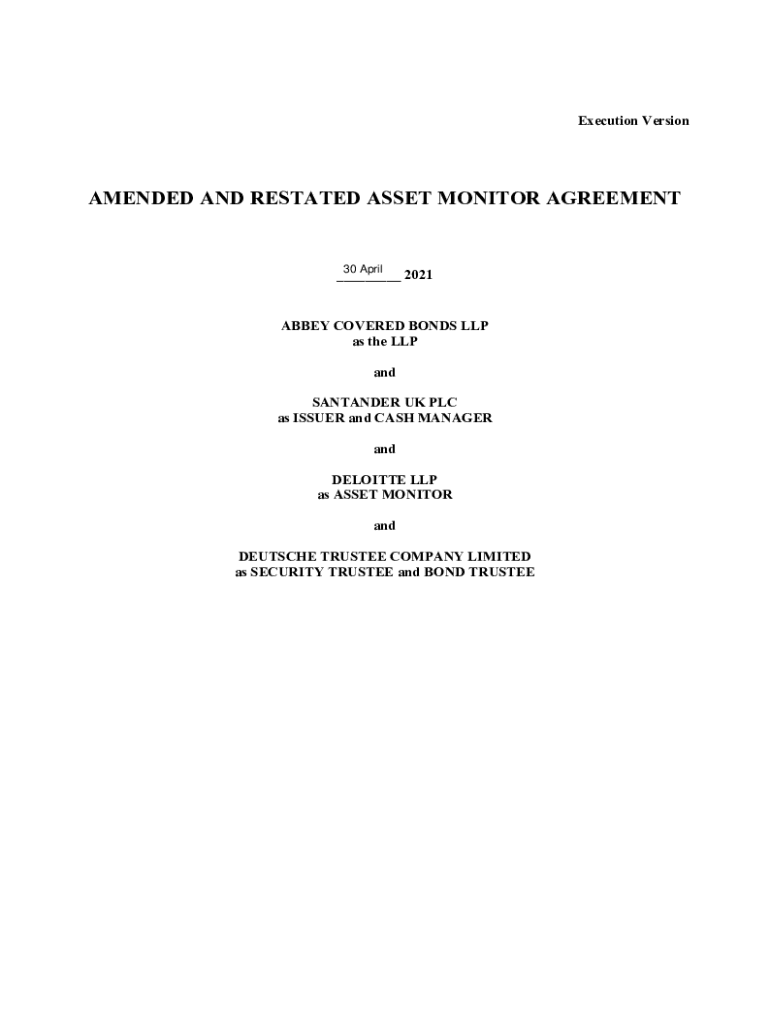 Fillable Online ABBEY COVERED BONDS LLP Registered in England and ... Fax Email Print - pdfFiller