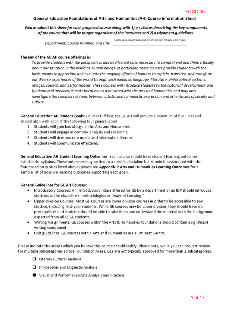 Fillable Online Appendix 12.01 School of General Studies Action and ...
