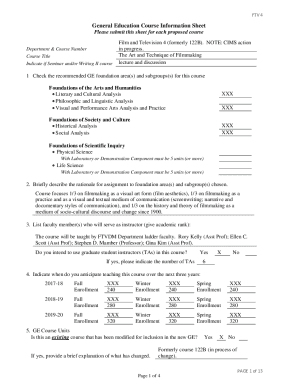 Fillable Online General Education Course Information Sheet FILM TV ...