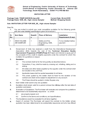 Fillable Online soe cusat ac INVITATION LETTER FOR SOE-SE- Fire ...