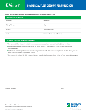 Fillable Online Commercial Fleet Discount for Public DCFC. Discount Application Fax Email Print ...