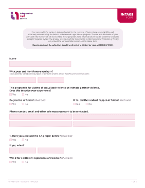 Fillable Online Independent Legal Advice (ILA) Intake Form Fax Email ...