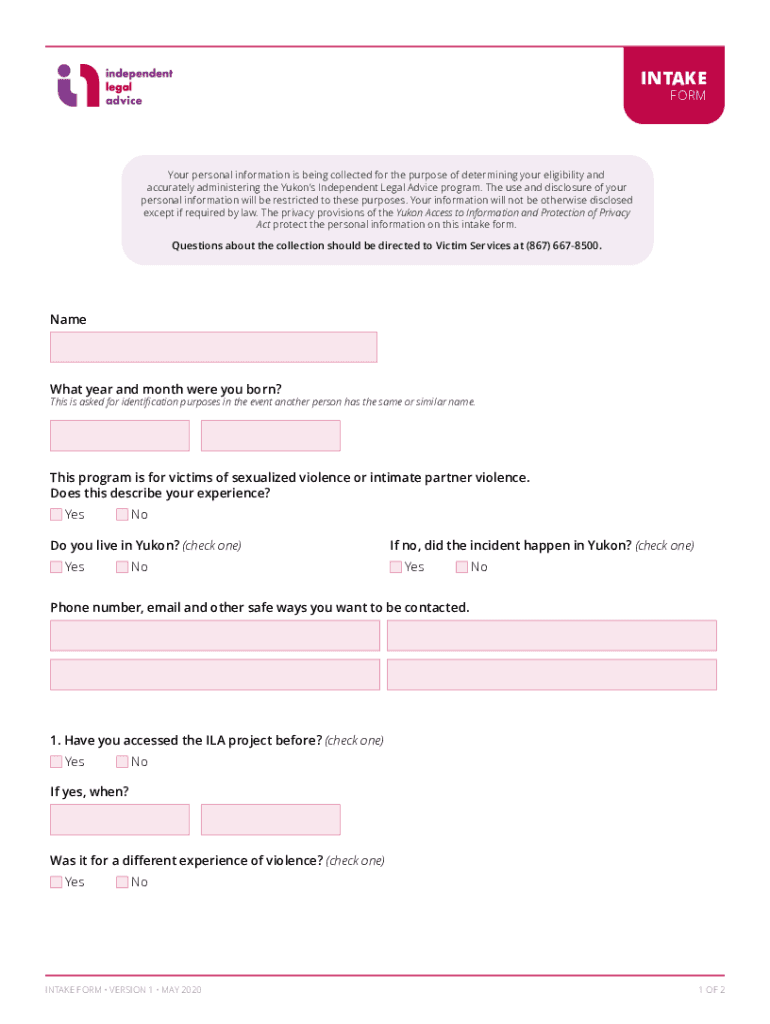 Fillable Online Independent Legal Advice (ILA) Intake Form Fax Email ...