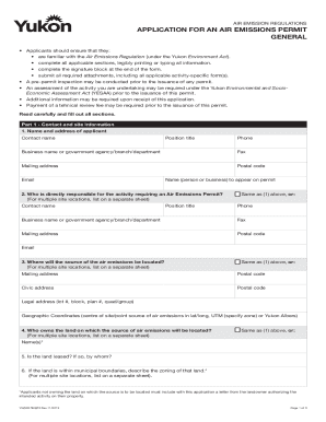 Fillable Online APPLICATION FOR AN AIR EMISSIONS PERMIT GENERAL Fax ...