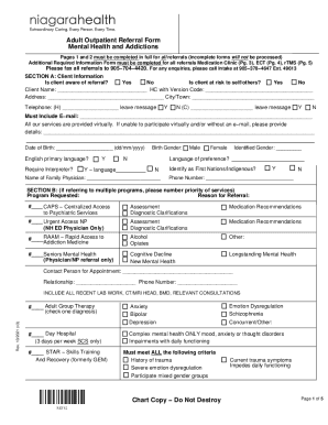 Fillable Online Adult Outpatient Referral Form Mental Health and ...