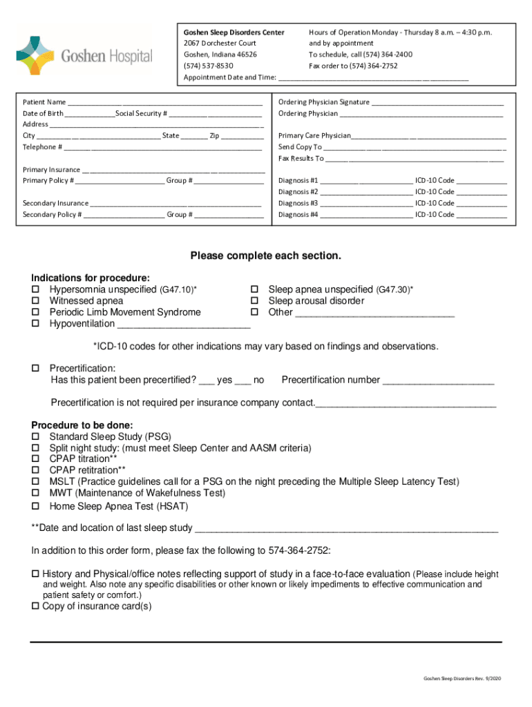 Fillable Online Physician's Order Sheet Please complete each section ...